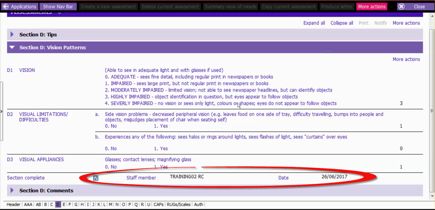 How to Complete a Section – PARIS User Help