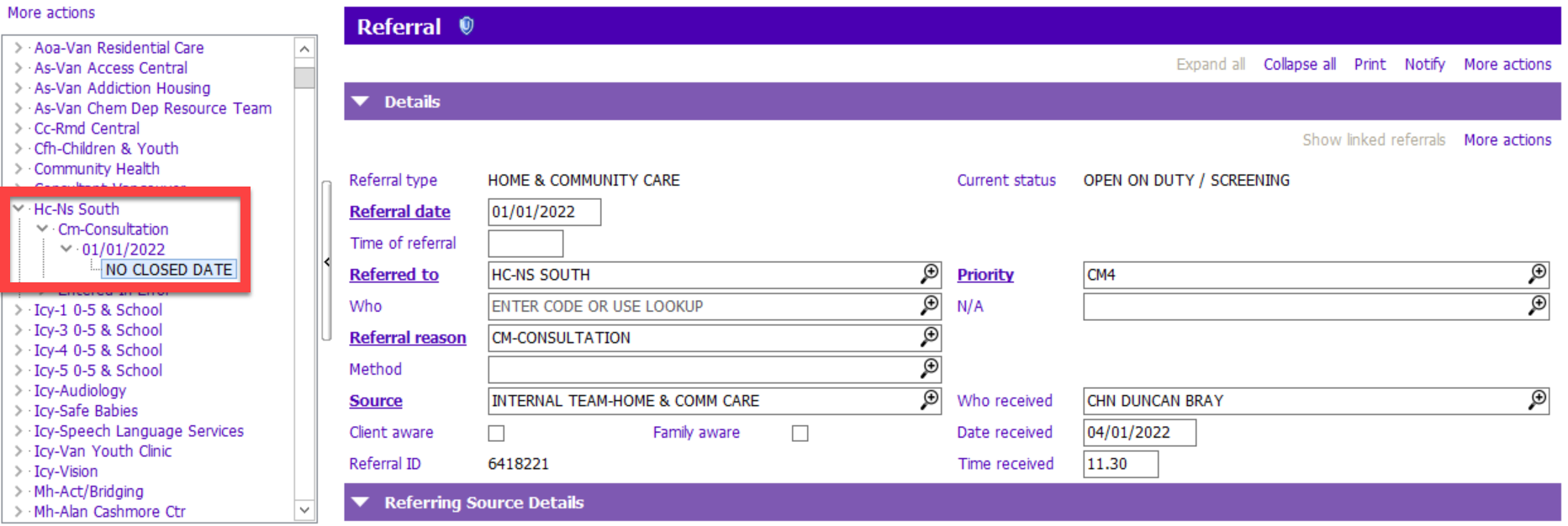 Log a Referral – PARIS User Help