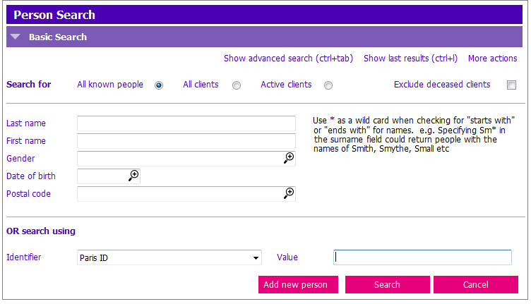 Navigate the Search Screen – PARIS User Help
