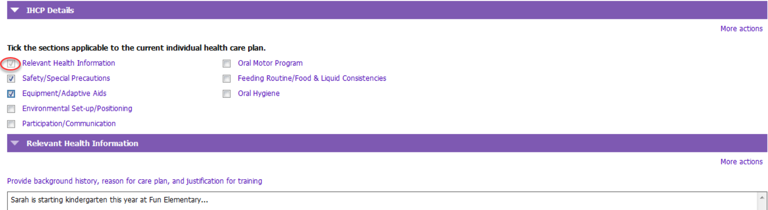 Individual Health Care Plan (IHCP) – PARIS User Help