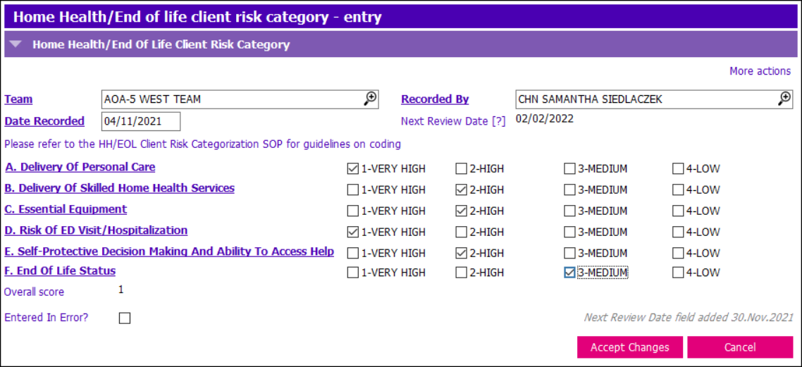 Home Health/End of Life (HH/EOL) Client Risk Categorization Grid ...
